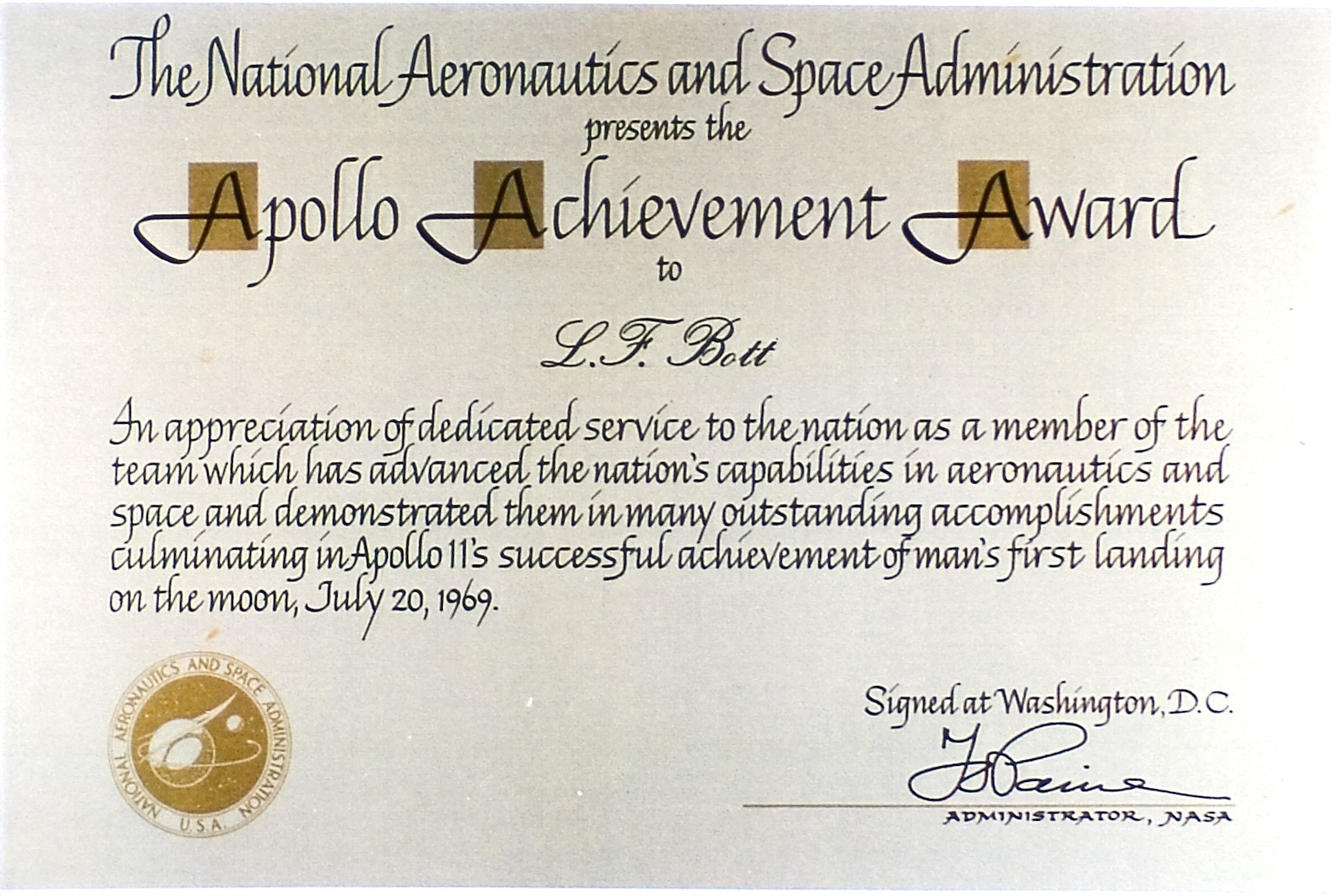 Lloyd Bott - My Association with NASA